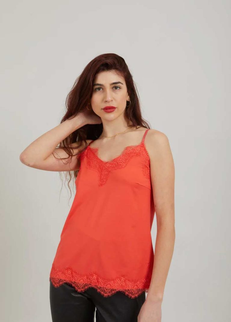 COSTER ROSIE HEART LACE CAMI - RED LIPS - Rococo Boutique Ireland