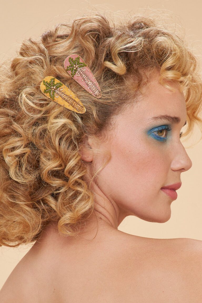 POWDER JEWELLED HAIR CLIPS PALM TREES - Rococo Boutique Ireland