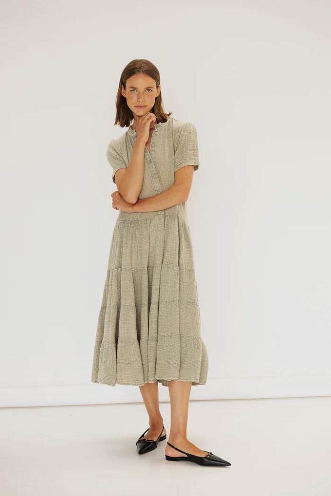 PROJECT AJ117 TONYA COTTON DRESS MOSS SHADE - Rococo Boutique Ireland